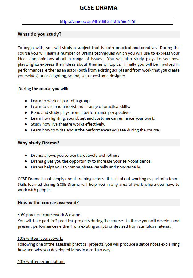 Chew Valley School - KS4 Drama